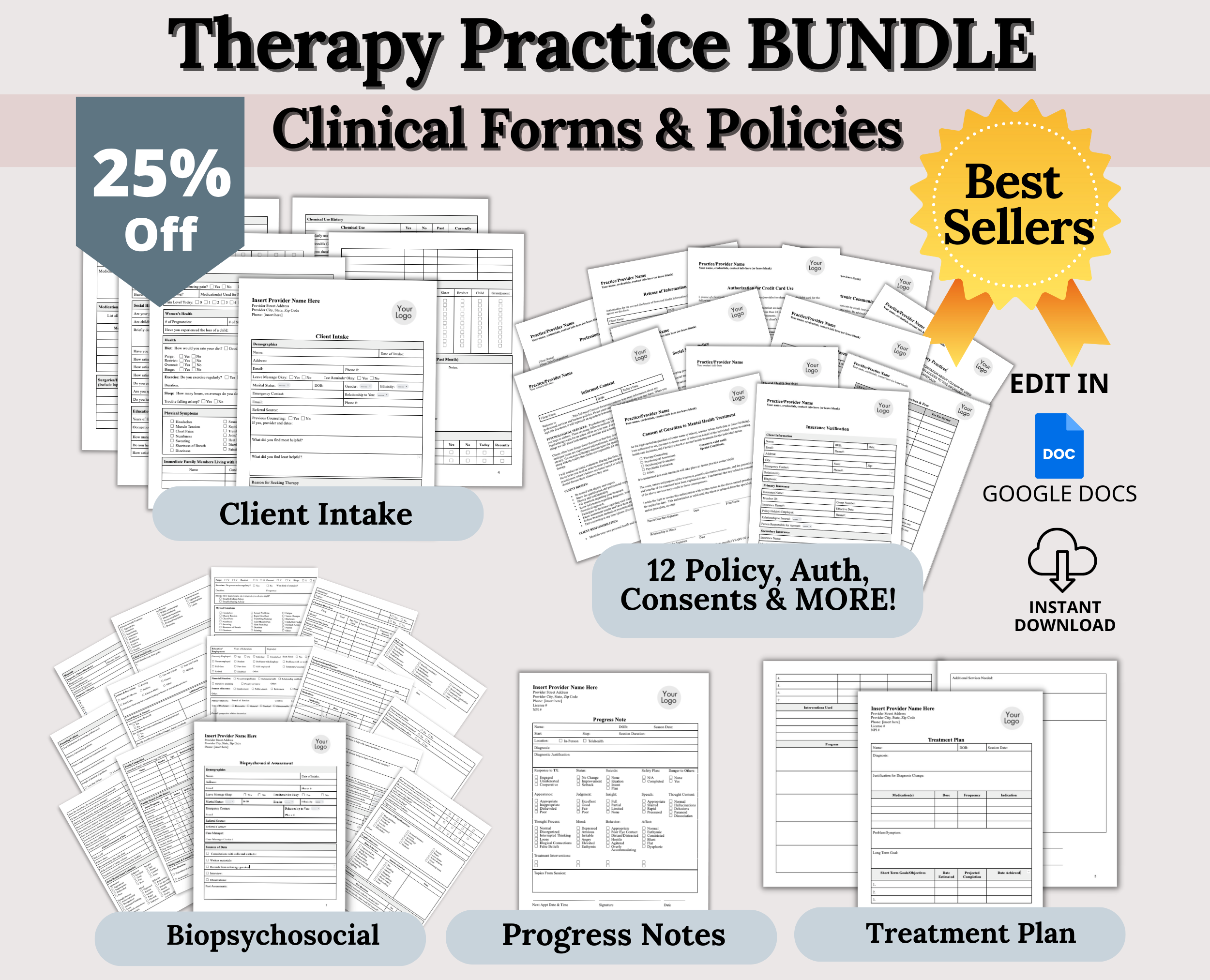 Therapist Office Private Practice Consents and Forms Bundle ...