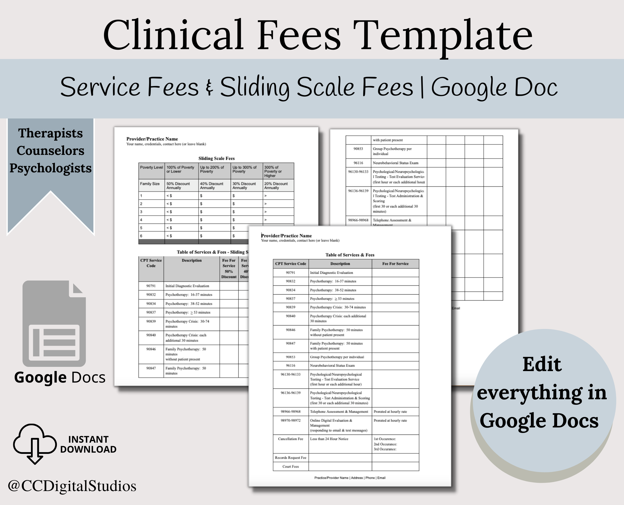 Clinical Fees Template – CCDigitalStudios