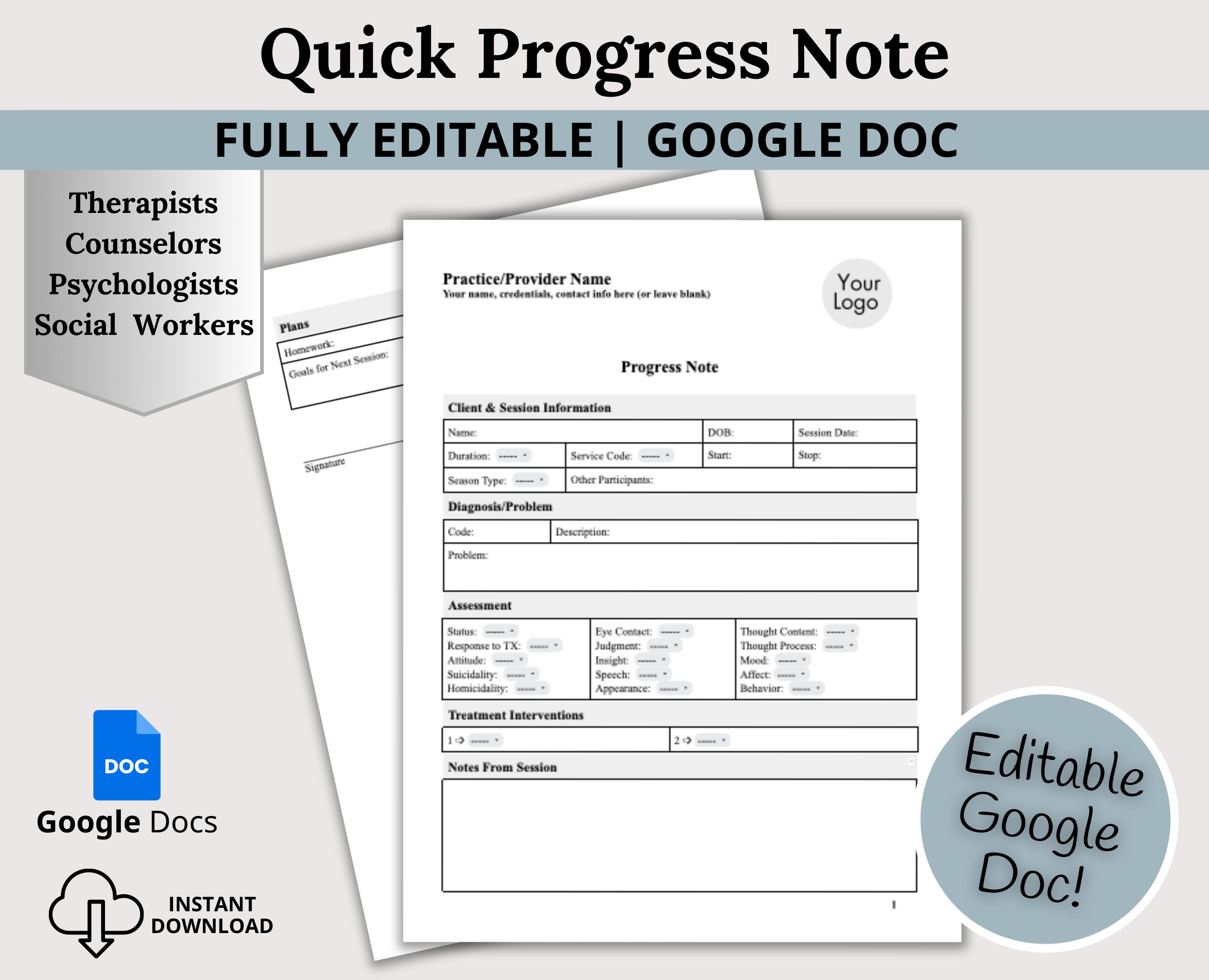 Progress Note Template for Mental Health Counselors: Streamline Therap – CCDigitalStudios