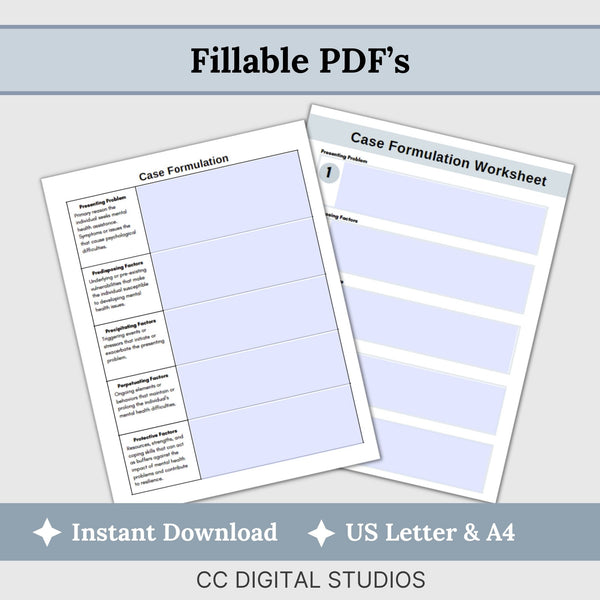 Case Formulation Worksheets: Empowerment with the 5 P's Framework ...