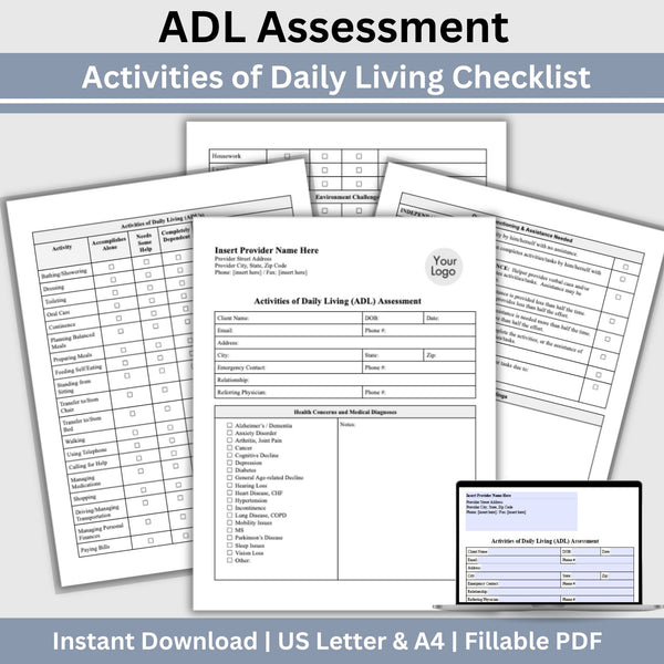 Activities of Daily Living Report Sheet - Fillable PDF – CCDigitalStudios