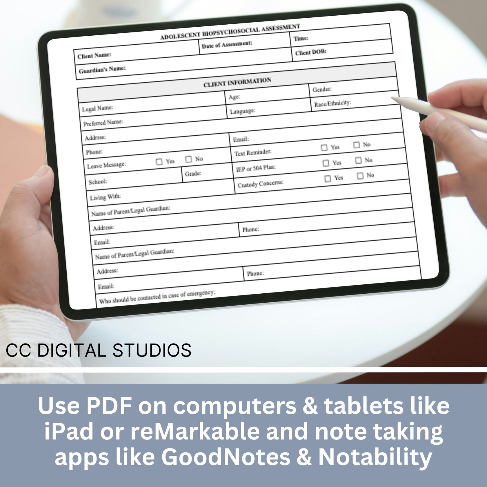 Adolescent Biopsychosocial Assessment Form: Fillable Template for Easy ...
