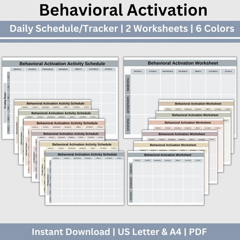 CBT Worksheets for Behavioral Activation: Depression & Anxiety Relief ...