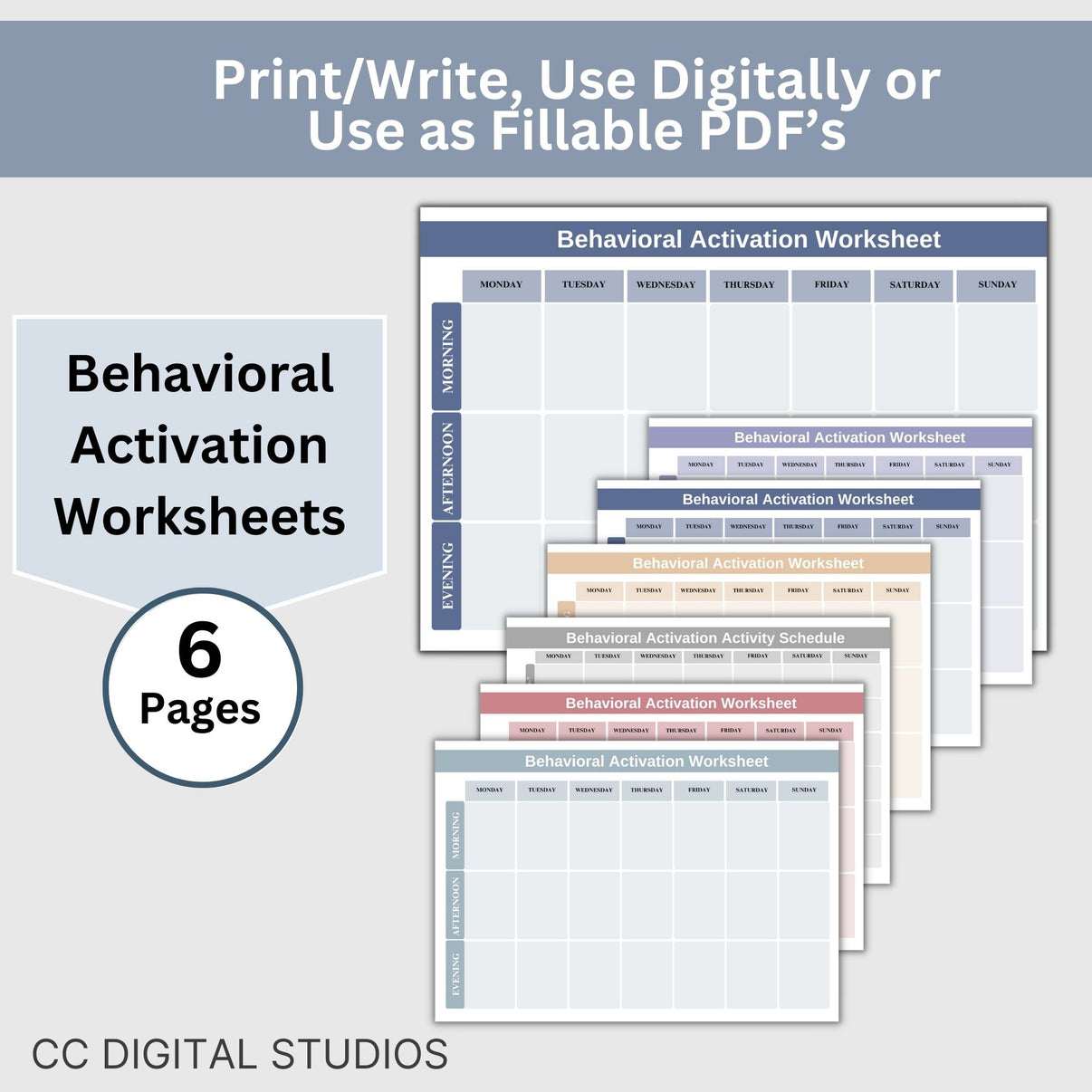 CBT Worksheets for Behavioral Activation: Depression & Anxiety Relief ...