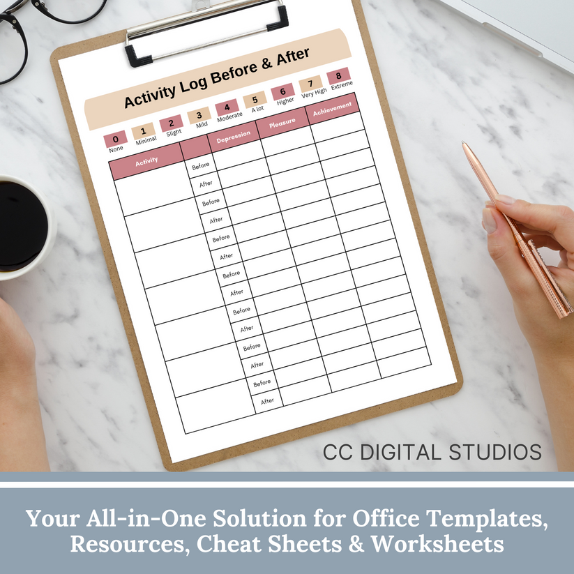 CBT Therapy Worksheets Behavioral Activation, Therapy Resources, Menta ...