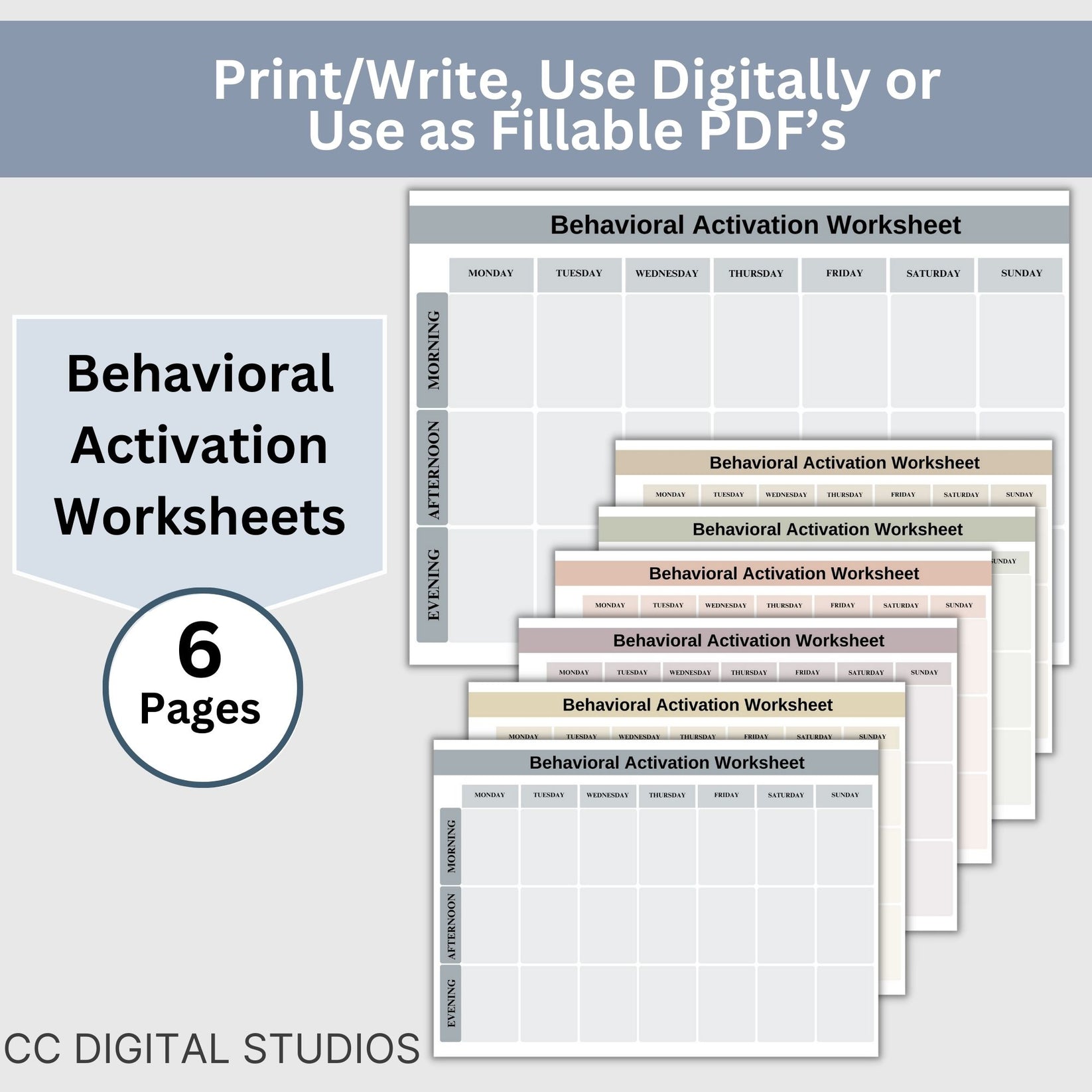 CBT Worksheet Behavioral Activation, Therapy Resource, Mental Health W ...