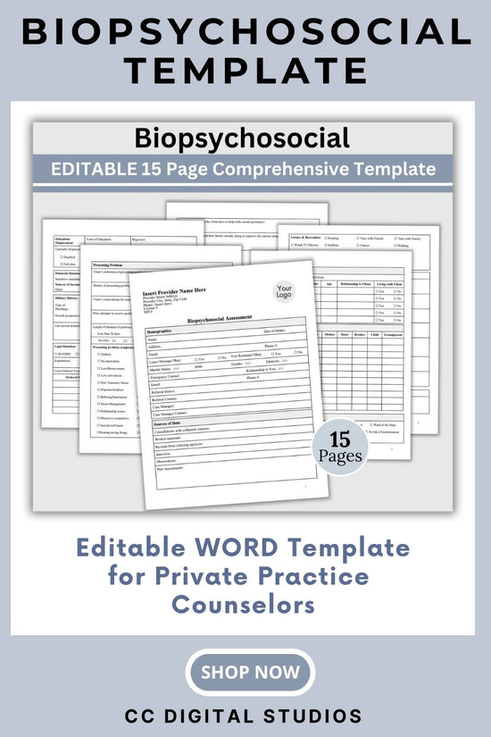 Biopsychosocial Client Intake Form: Editable WORD Doc for Private Prac ...