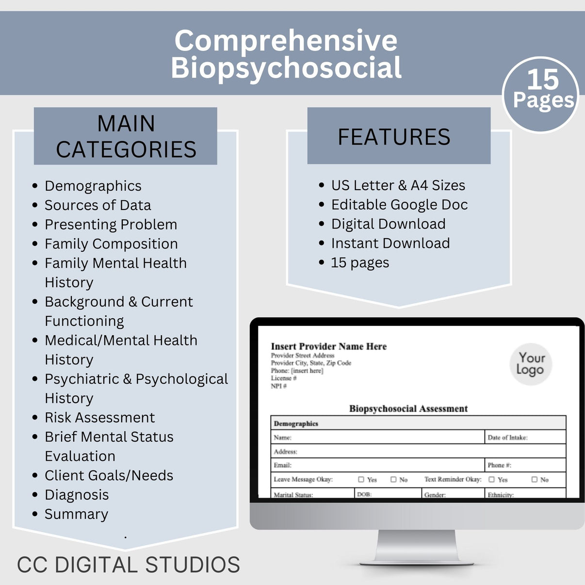 Biopsychosocial Assessment Form: Google Doc Template – CCDigitalStudios