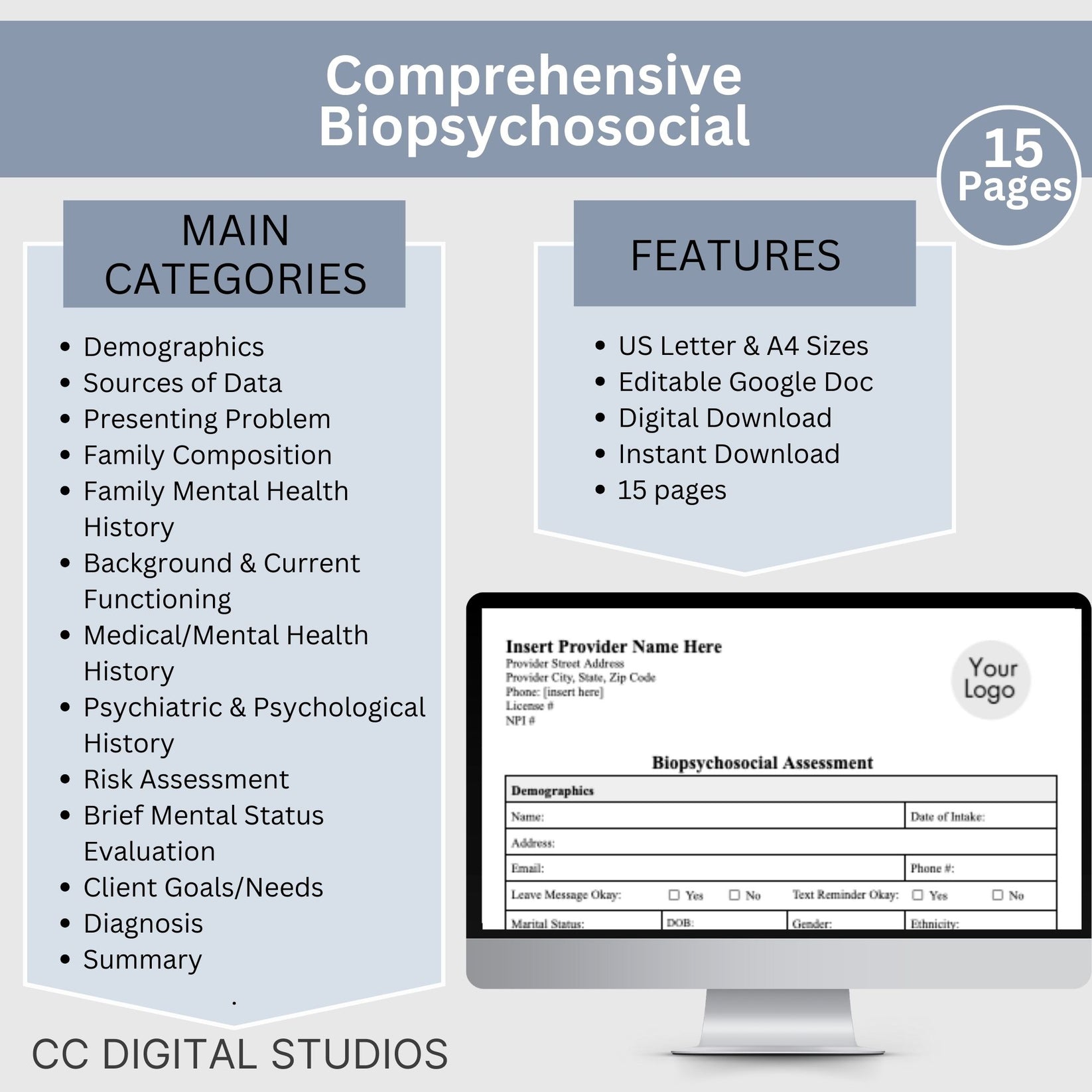 Biopsychosocial Assessment Form: Google Doc Template – CCDigitalStudios