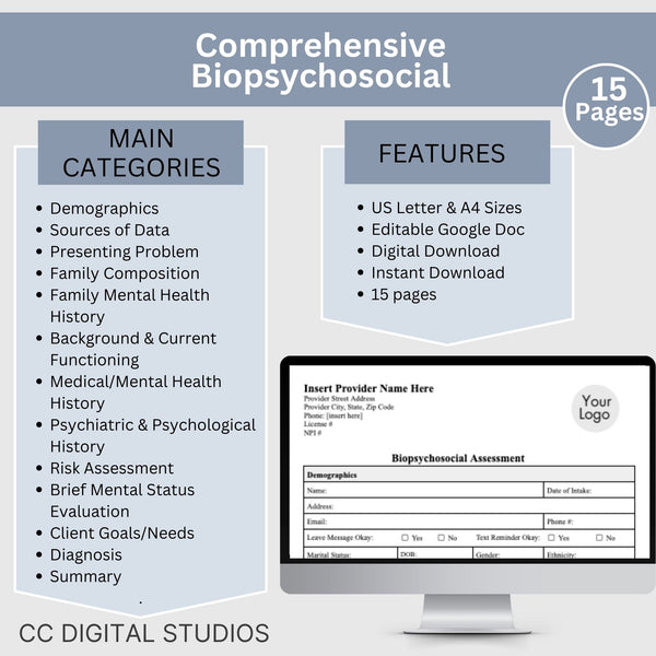 Biopsychosocial Assessment Form: Google Doc Template – CCDigitalStudios