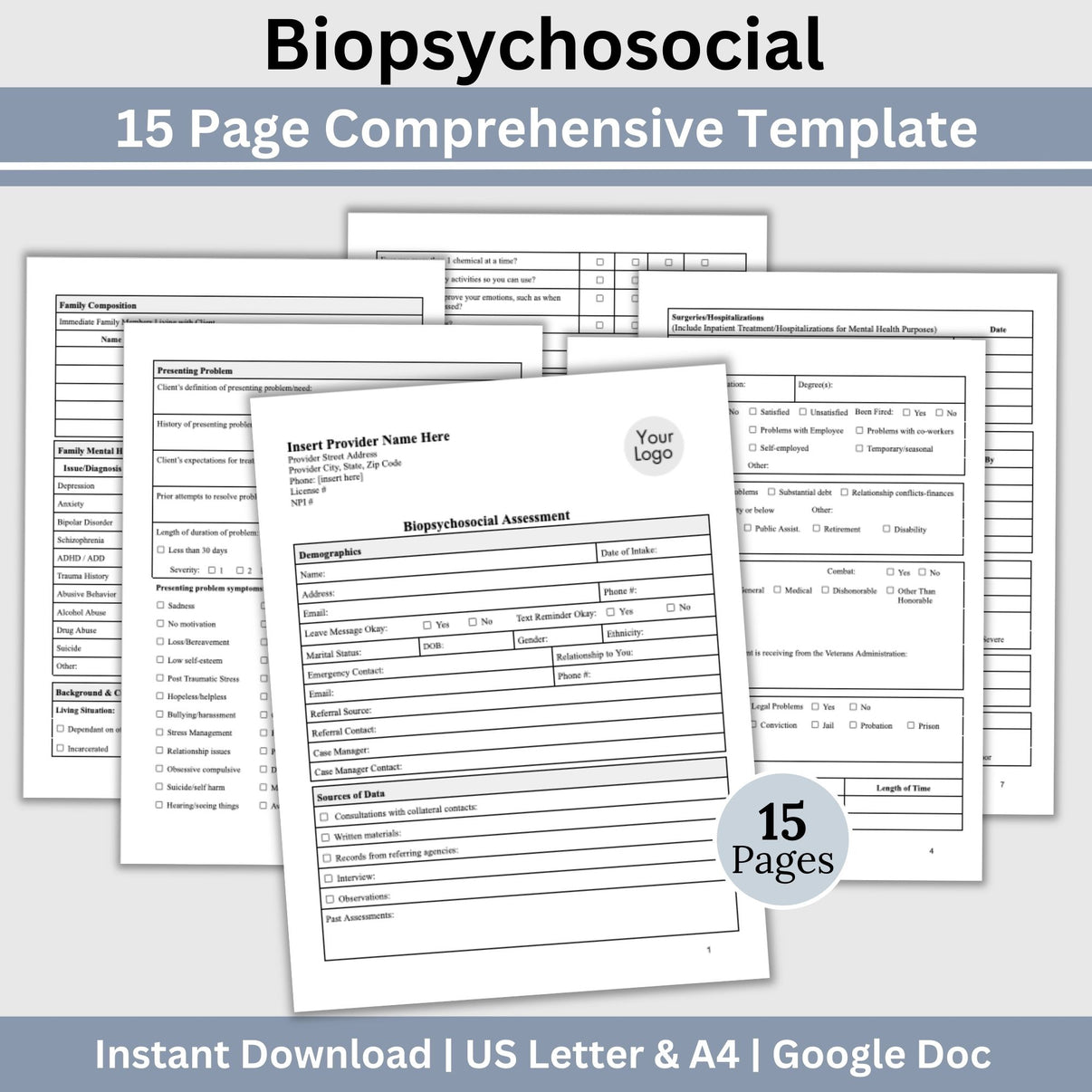 Biopsychosocial Assessment Form: Google Doc Template – CCDigitalStudios