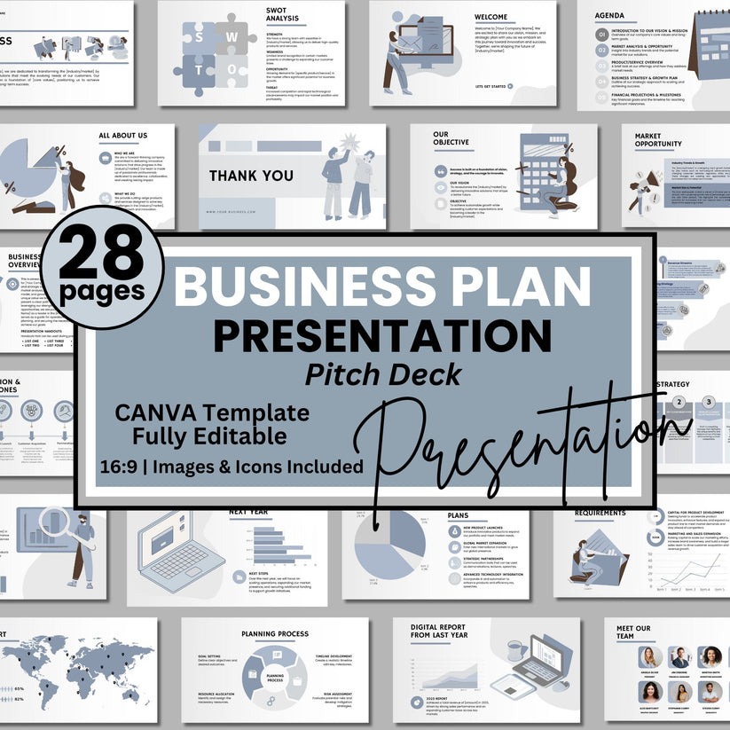 Business Plan Pitch Deck | Editable Canva Template – CCDigitalStudios