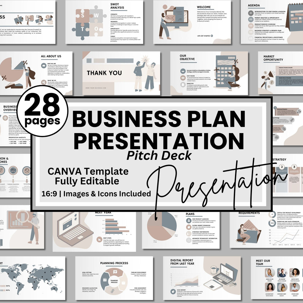 Business Plan Pitch Deck | Editable Canva Template – CCDigitalStudios