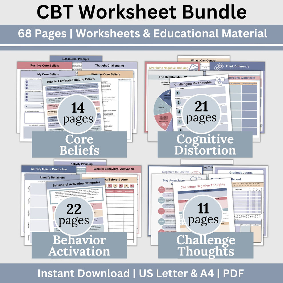 CBT Worksheets Bundle: Enhance Mental Health & Well-being ...