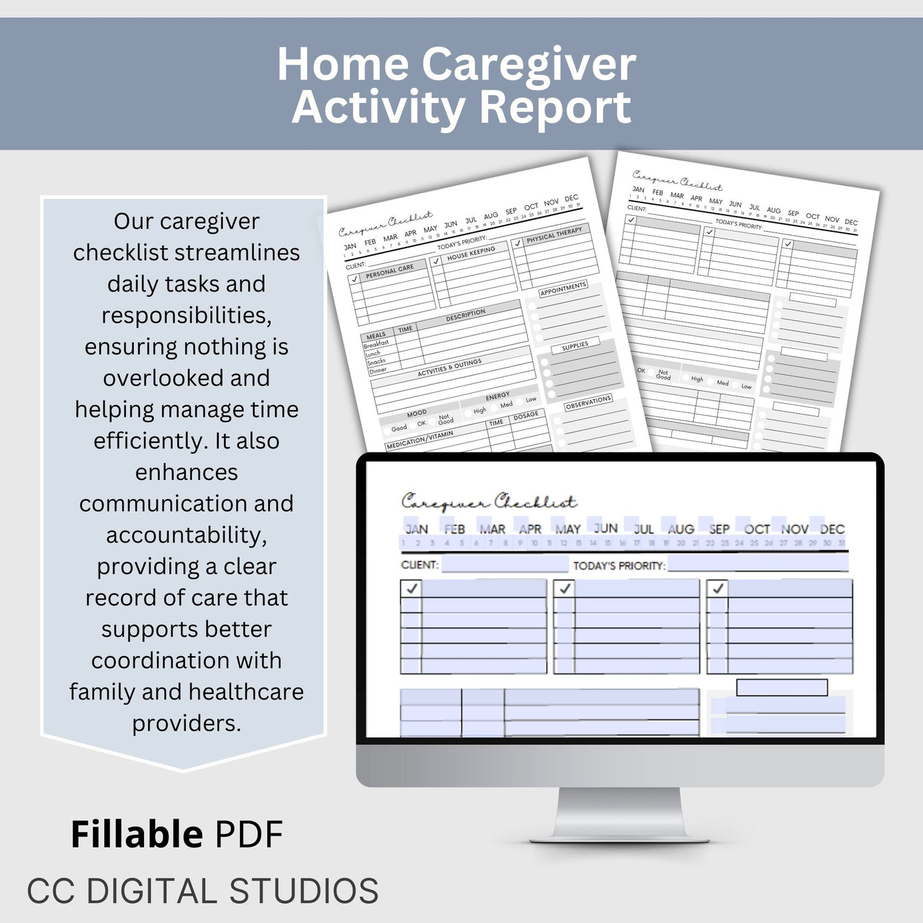Caregiver Home Care Visit Checklist - Fillable PDF – CCDigitalStudios