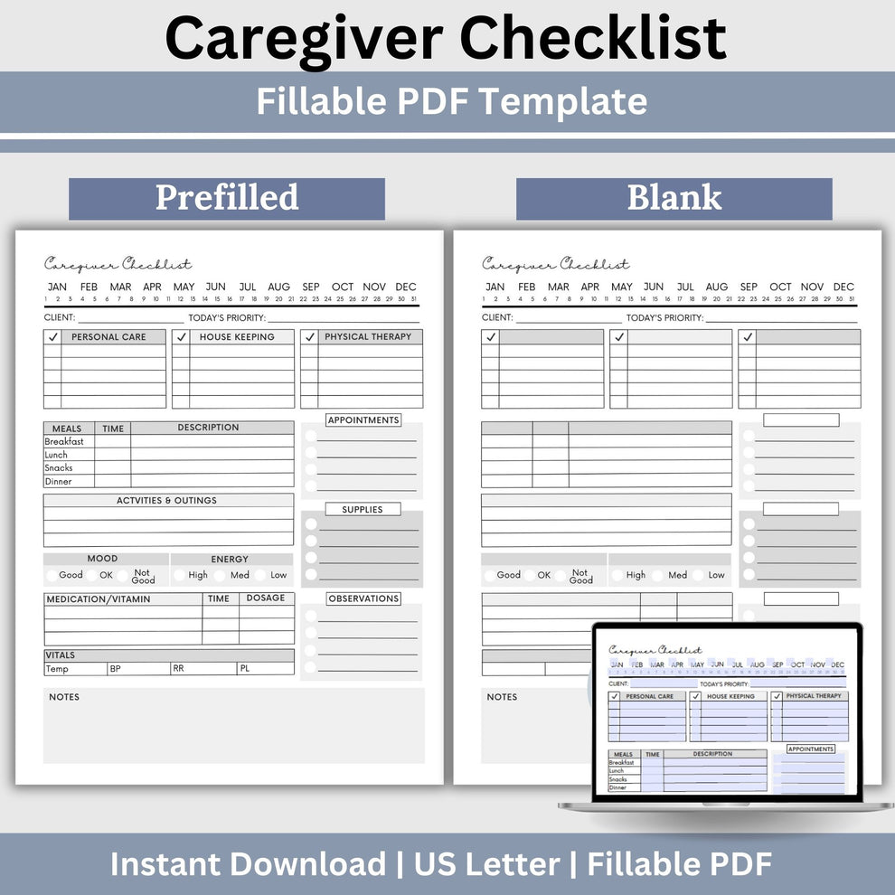 Caregiver Home Care Visit Checklist - Fillable PDF – CCDigitalStudios