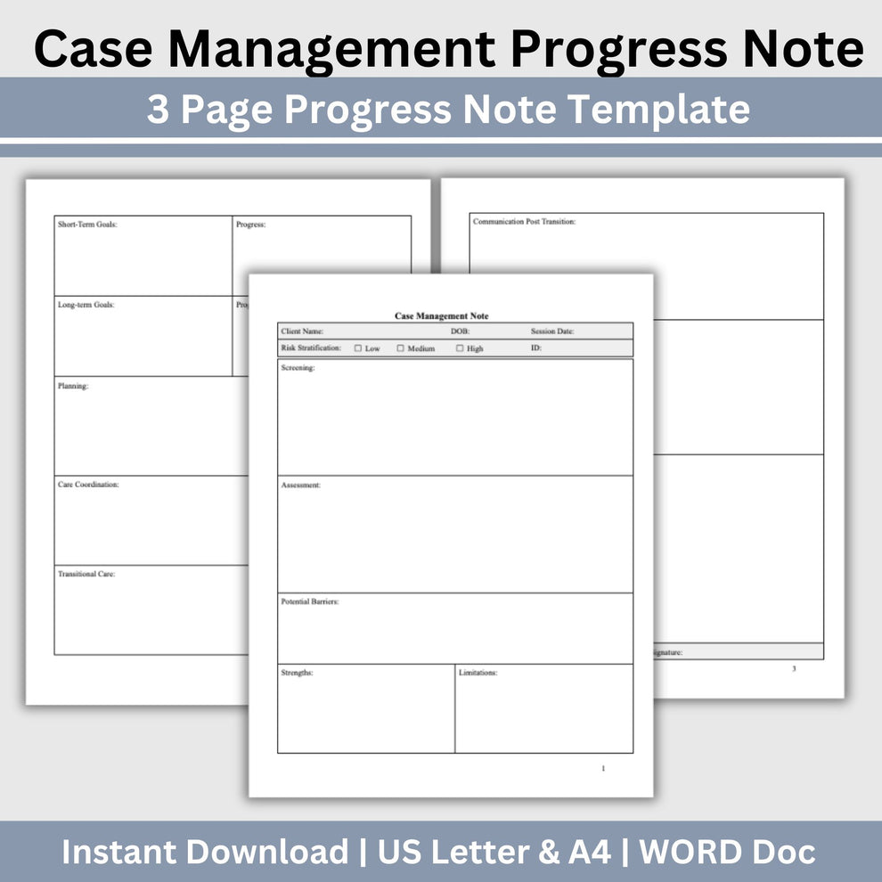 Social Worker Case Management Progress Note Template – CCDigitalStudios