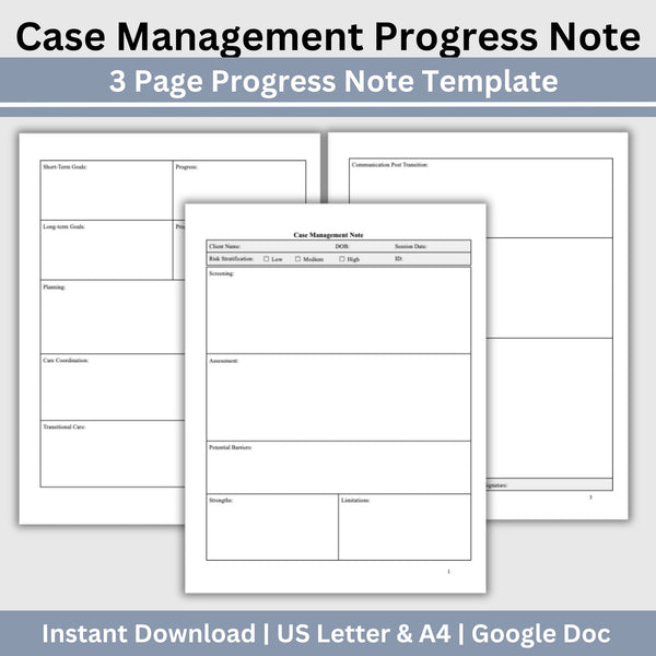 Social Worker Case Management Progress Note Template – CCDigitalStudios