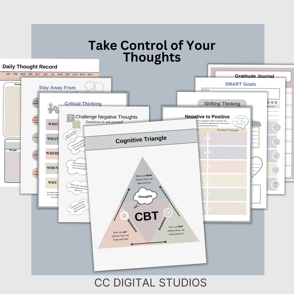 CBT Therapy Worksheets: Tackle Negative Thoughts & Cognitive Distortio ...