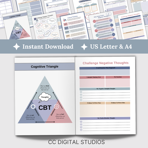 CBT Therapy Worksheets: Tackle Negative Thoughts & Cognitive Distortio ...