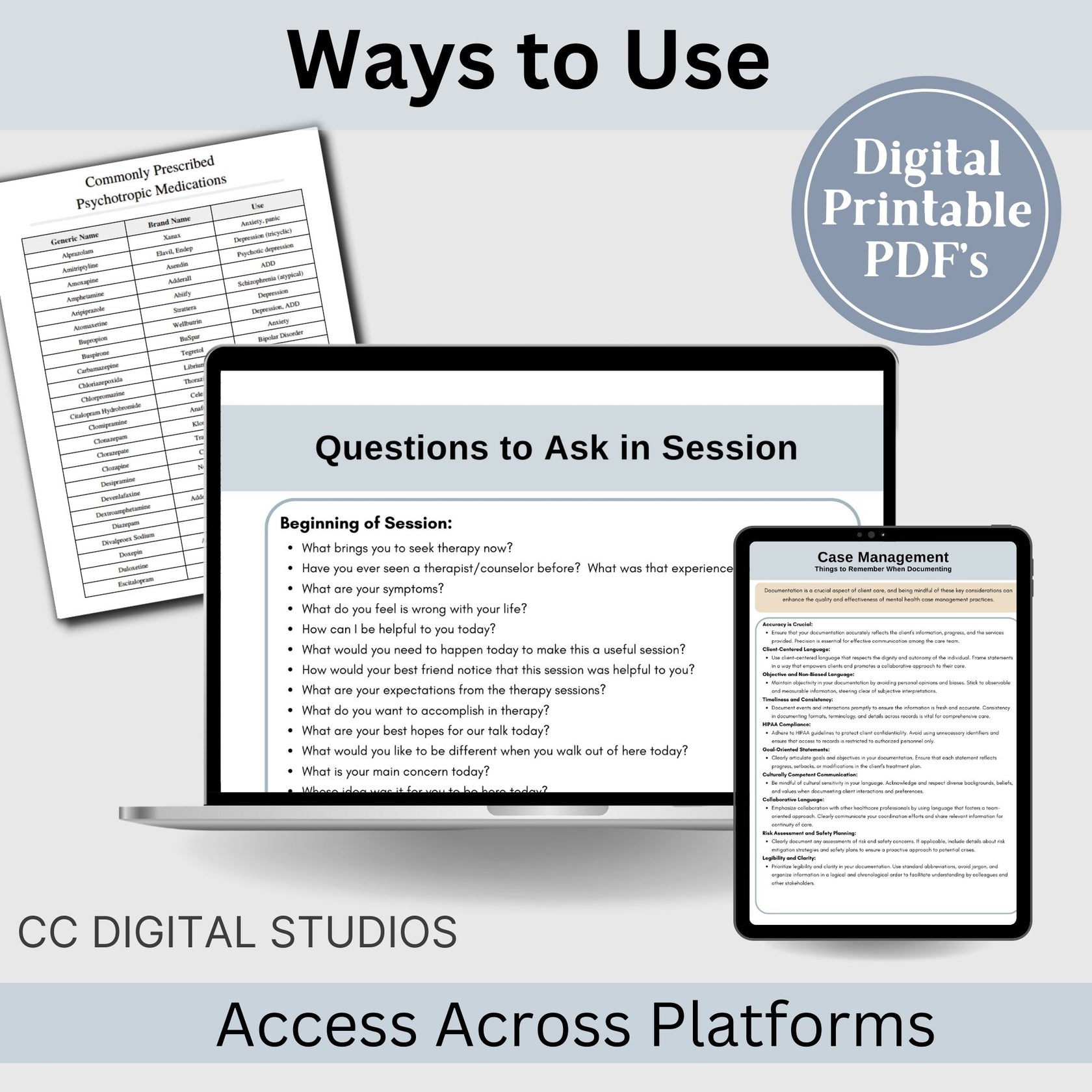 Cheat Sheet Bundle for Mental Health Professionals, Session Questions, – CCDigitalStudios