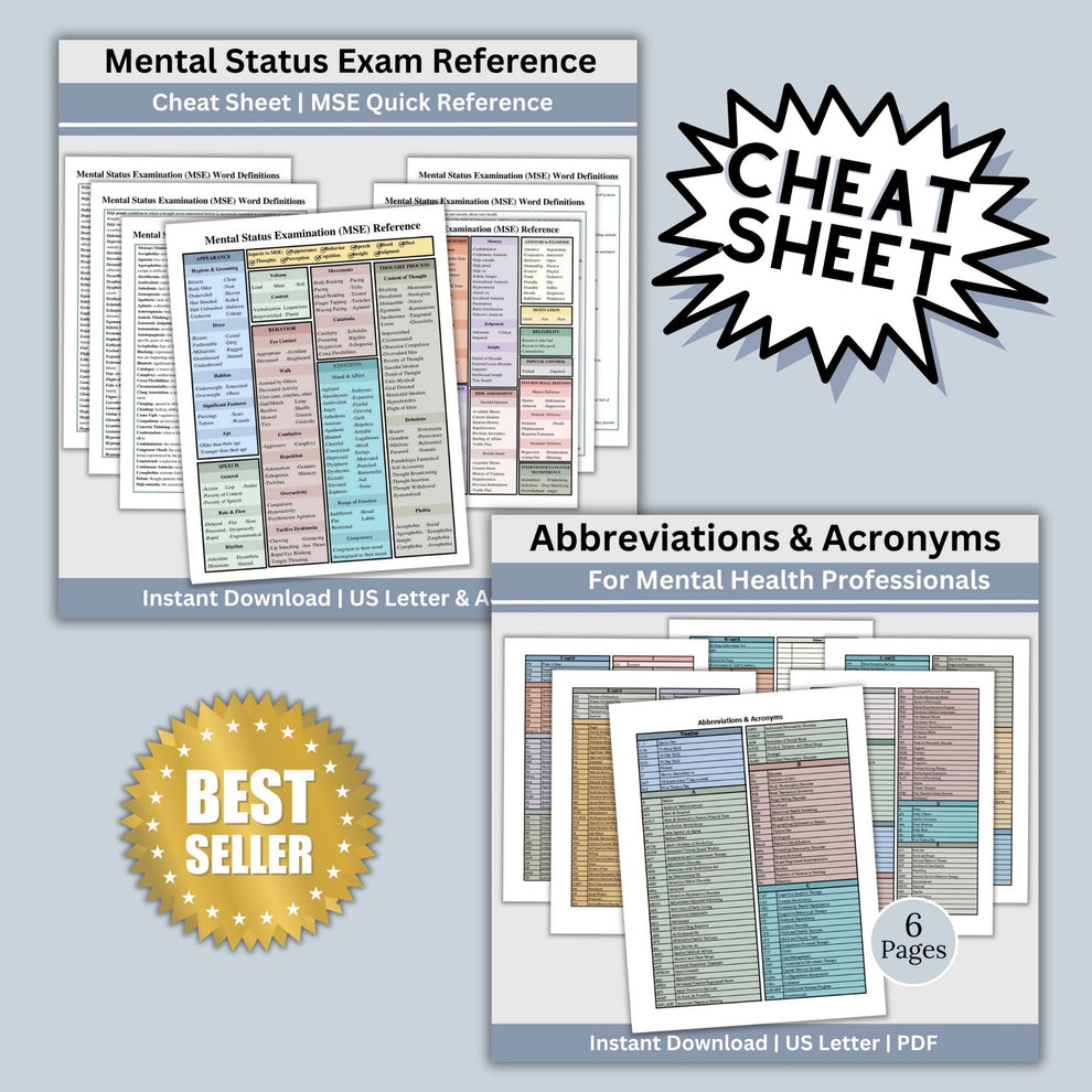 Mental Health Therapy Cheat Sheet Bundle: Elevate Your Therapeutic Ski ...