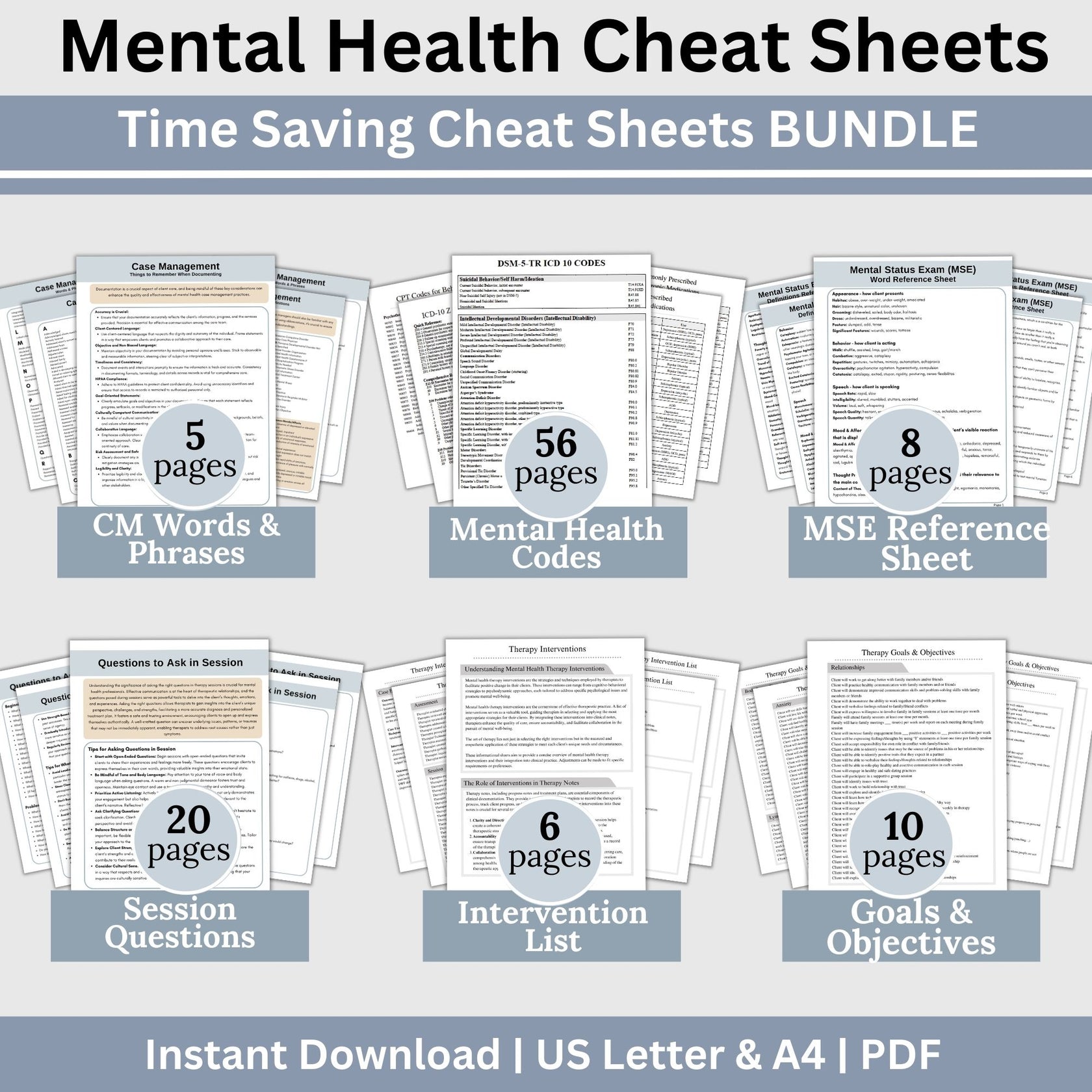 Cheat Sheet Bundle for Mental Health Professionals, Session Questions, – CCDigitalStudios