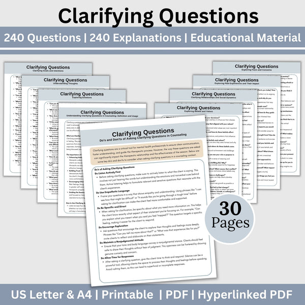 Clarifying Therapy Questions: Open-Ended Questions & Conversation Sart ...
