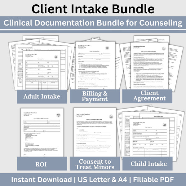 Counseling Forms Mental Health Practice Therapy Bundle - Fillable PDF – CCDigitalStudios