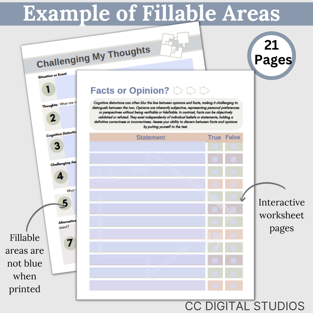 Cognitive Distortion Therapy Worksheets: Identify & Reframe Thought Pa ...