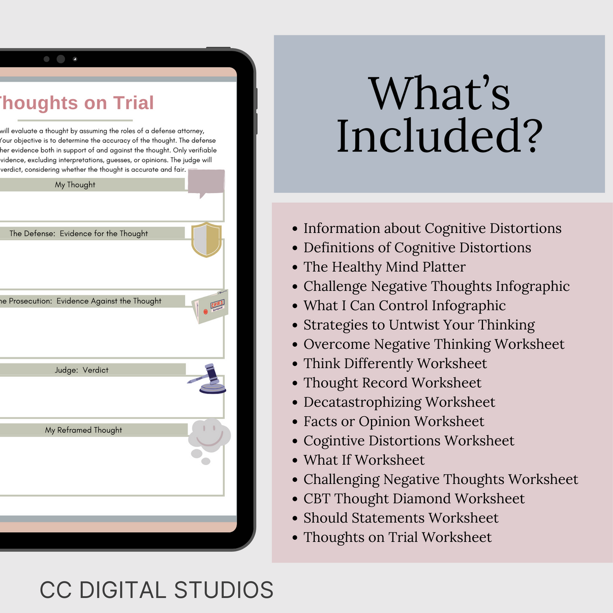 Cognitive Distortion Therapy Worksheets: Identify & Reframe Thought Pa – CCDigitalStudios