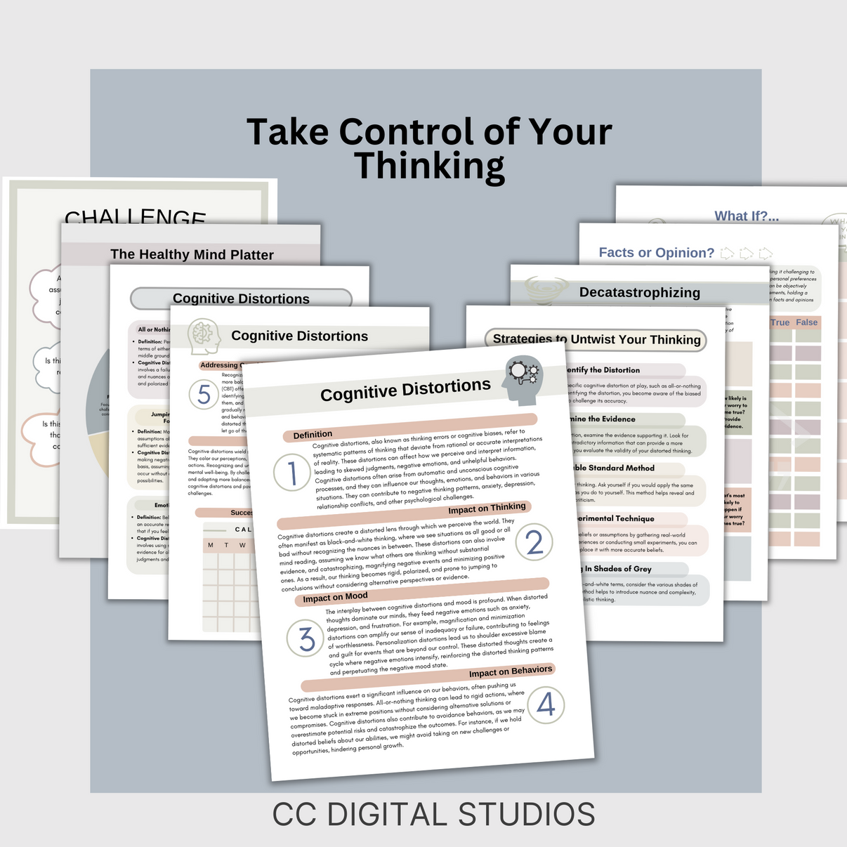 Cognitive Distortion Therapy Worksheets: Identify & Reframe Thought Pa ...