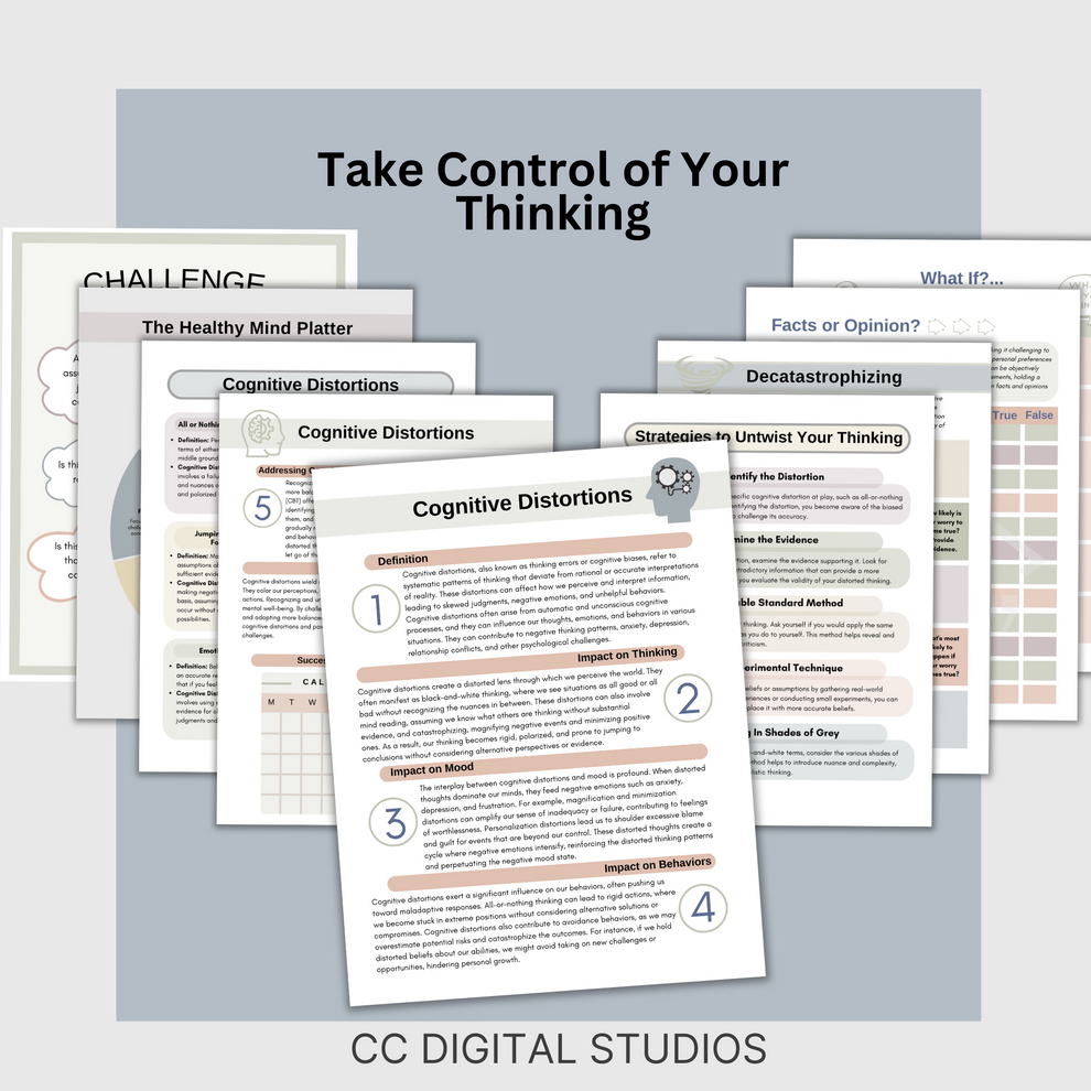 Cognitive Distortion Therapy Worksheets: Identify & Reframe Thought Pa ...