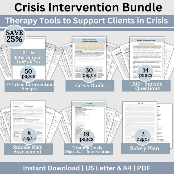 Crisis Intervention & Suicide Assessment Therapist Planner Bundle: Ess ...