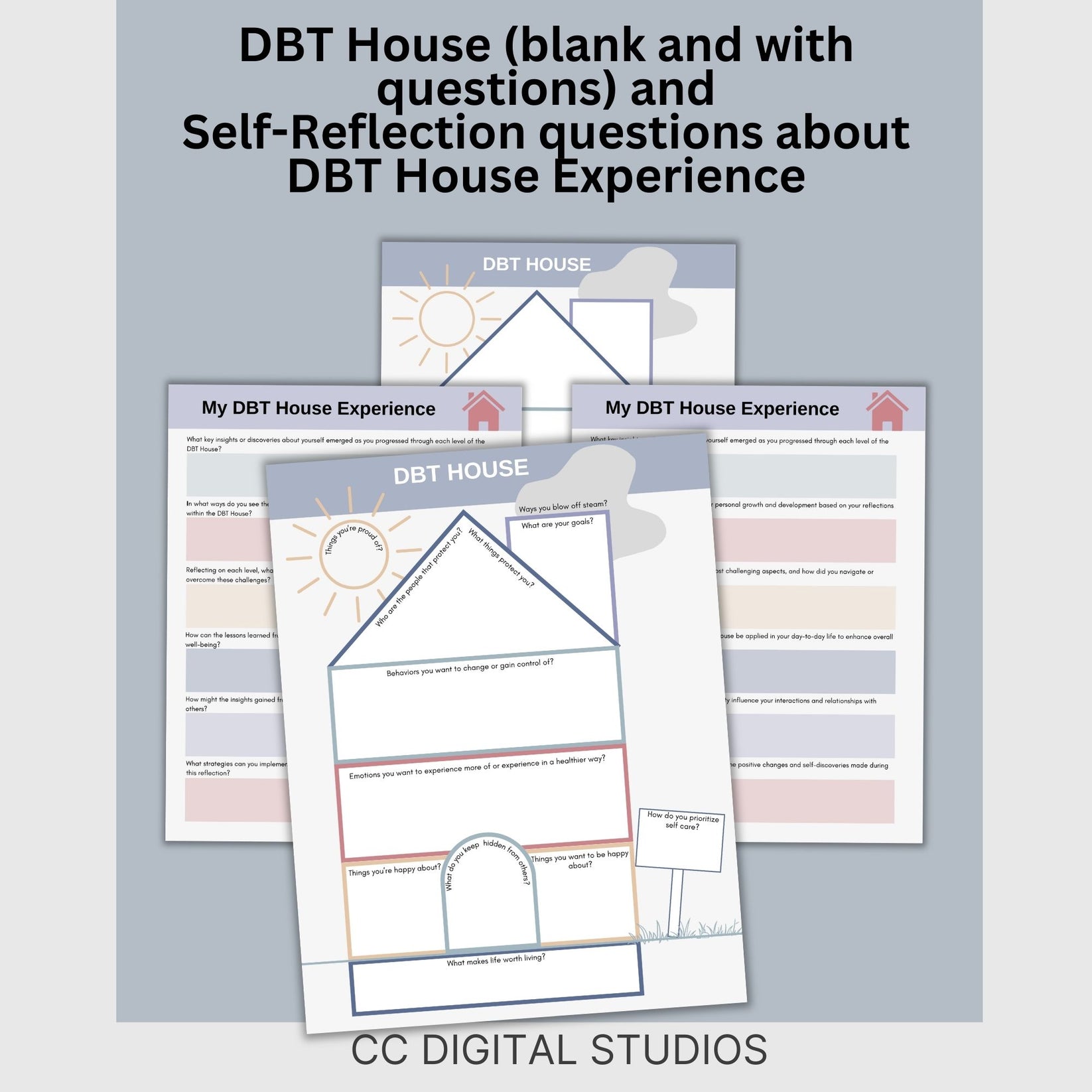 DBT House Therapy Worksheets: Skills Development & Anxiety Relief ...