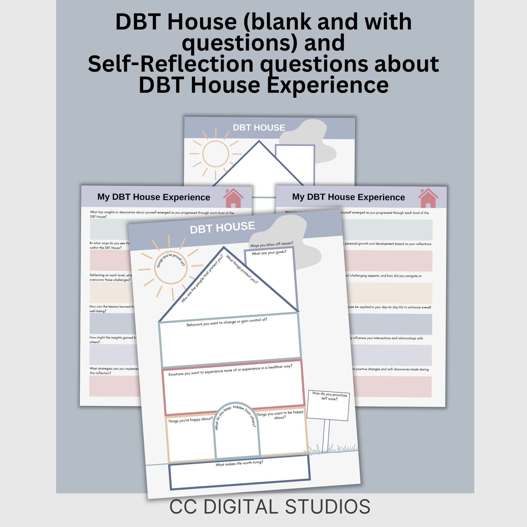DBT House Therapy Worksheets, Growth Mindset, BPD, DBT Workbook, Borde ...