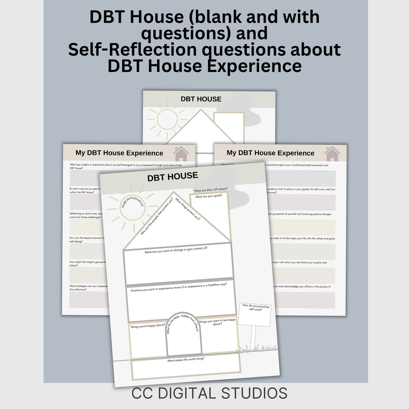DBT House Therapy Worksheets: Skills Development & Anxiety Relief ...