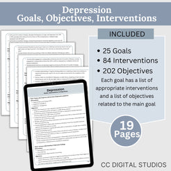 Depression Treatment Plan Therapy Tool: Goals, Objectives, Interventio ...