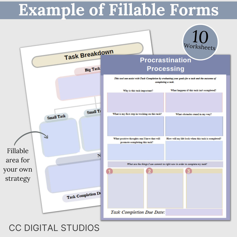 Executive Functioning Adult ADHD Therapy Bundle, ADHD Worksheets, Psyc ...
