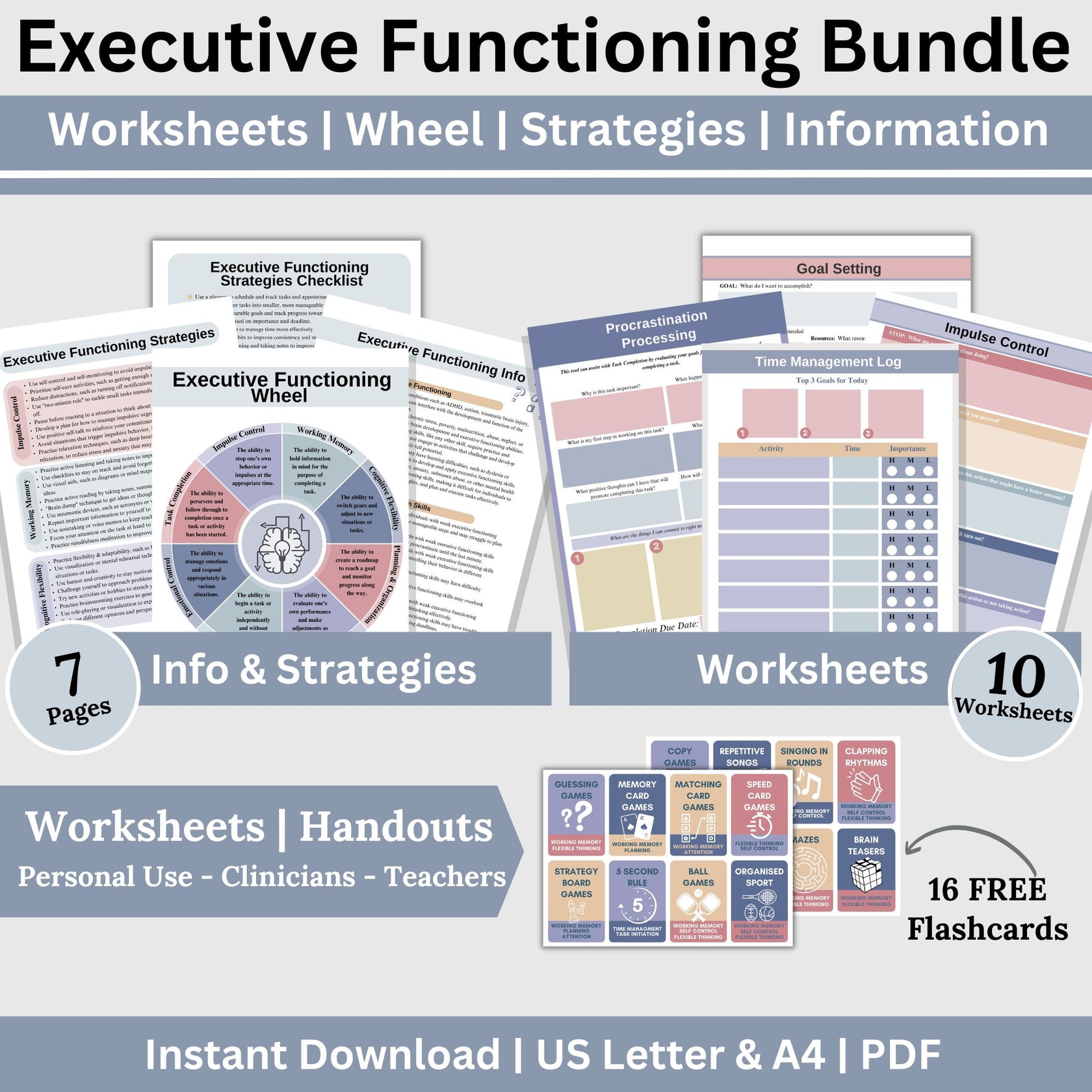Executive Functioning Adult ADHD Therapy Bundle, ADHD Worksheets, Psyc ...