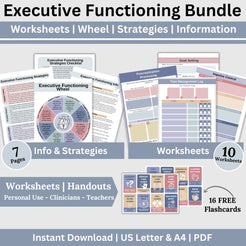 Executive Functioning Adult ADHD Therapy Bundle, ADHD Worksheets, Psyc ...