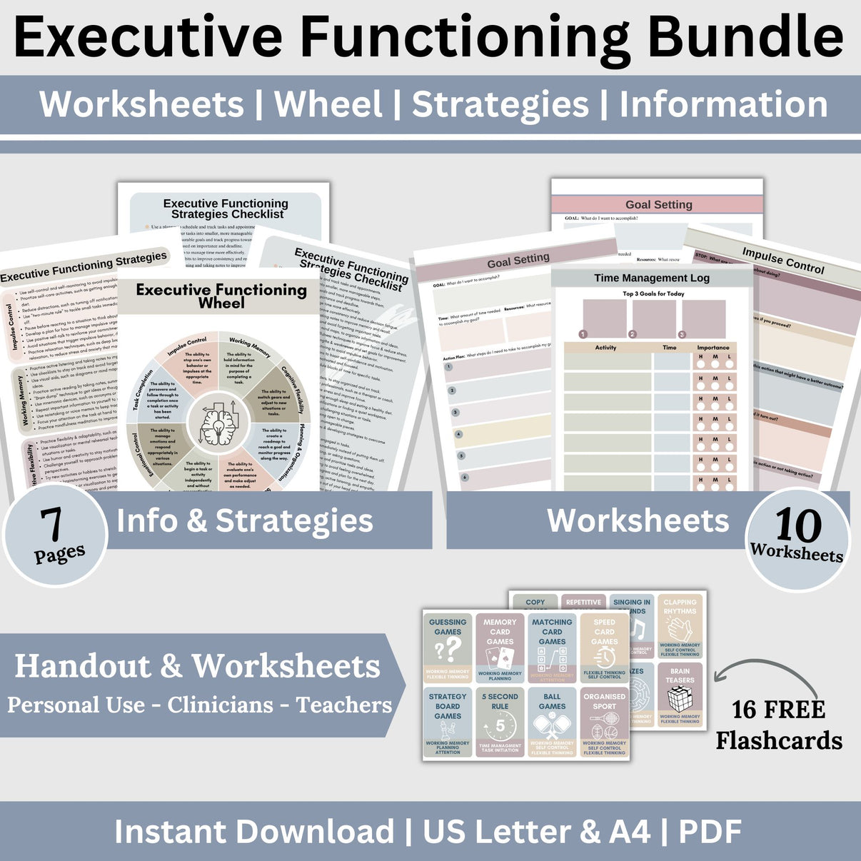 Executive Functioning Adult ADHD Therapy Bundle, ADHD Worksheets, Psyc ...
