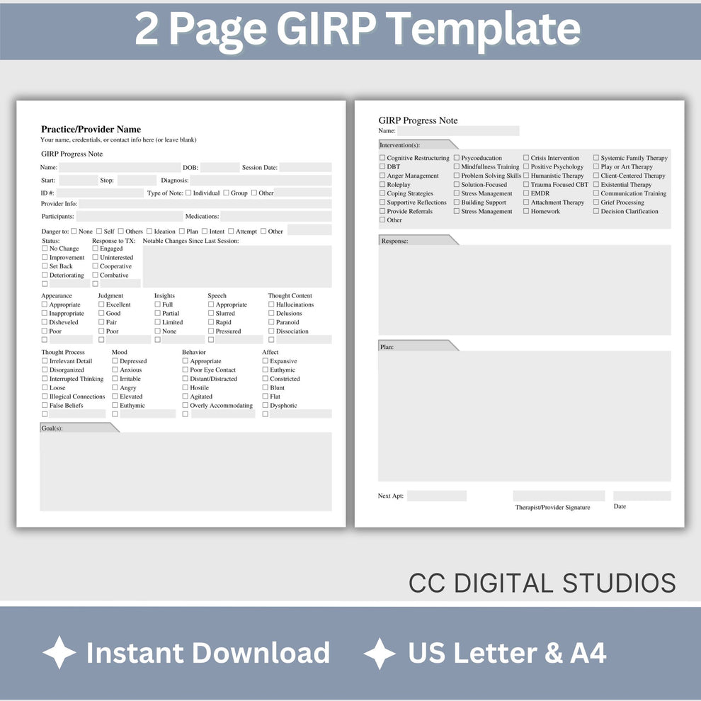 GIRP Progress Note Template: Thorough & Accurate Client Notes ...
