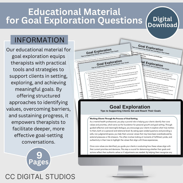 Goal Setting Therapy Questions Cheat Sheet of Open-Ended Questions – CCDigitalStudios