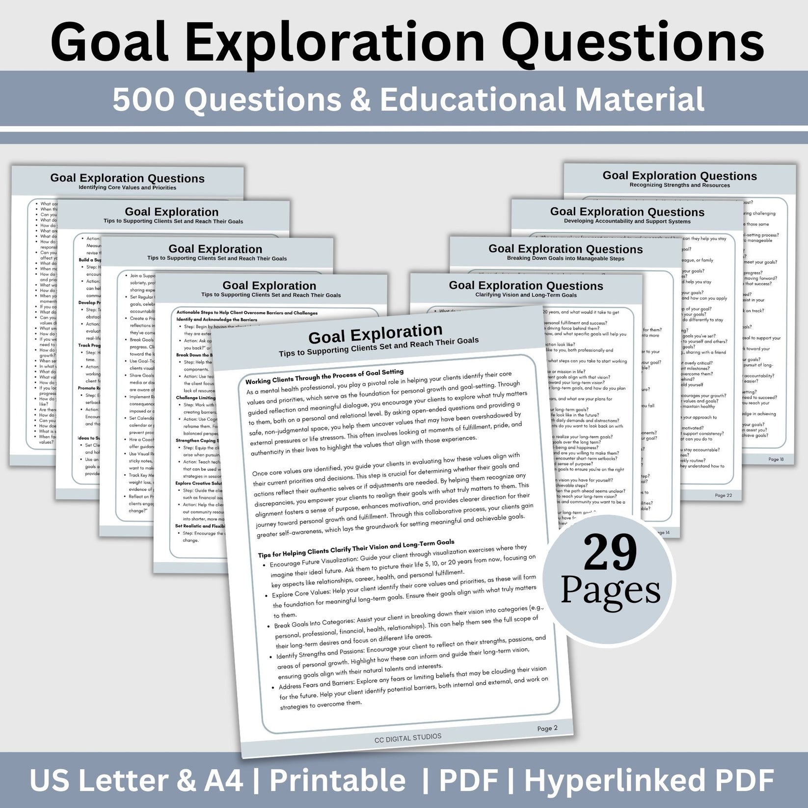Goal Setting Therapy Questions Cheat Sheet of Open-Ended Questions ...