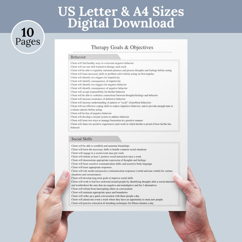 Therapy Goals & Objectives, Therapist Tool for Goal Setting, SMART Goa ...