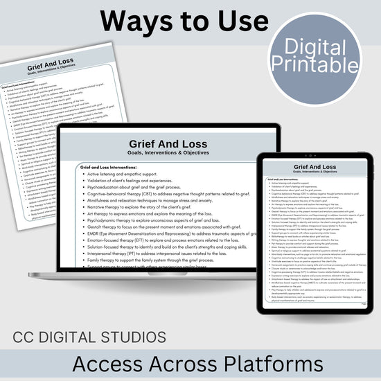 Grief and Loss Treatment Plan Therapy Tool: Goals, Objectives, Interve ...