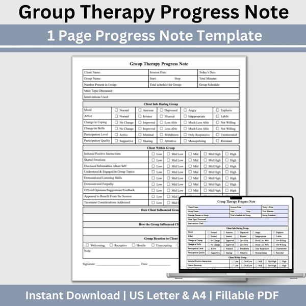 Group Therapy Progress Note Template: Streamlined Therapy Notes ...