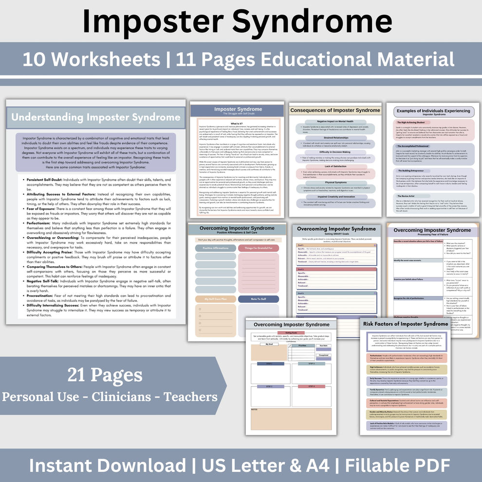 Imposter Syndrome Worksheets & Techniques: Overcome Self-Doubt ...