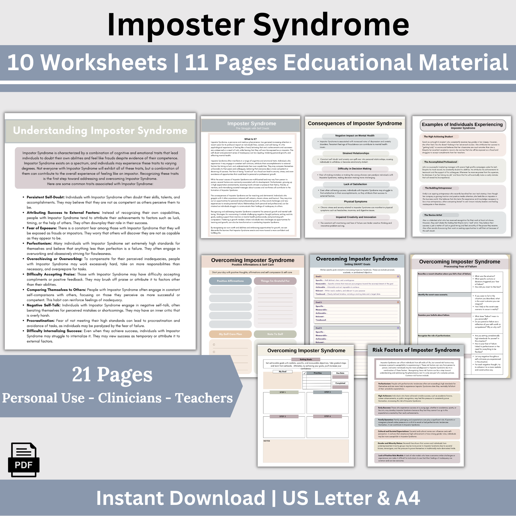 Imposter Syndrome Worksheets & Techniques: Overcome Self-Doubt ...